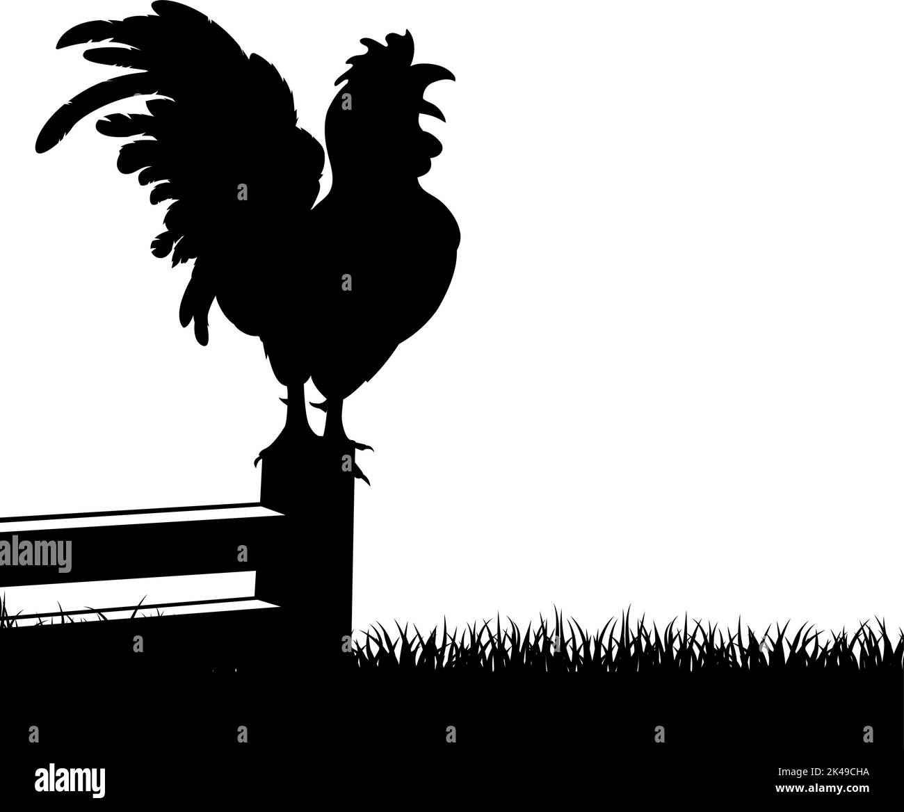 Rooster Chicken Crowing Silhouette Illustration Stock Vector Image ...