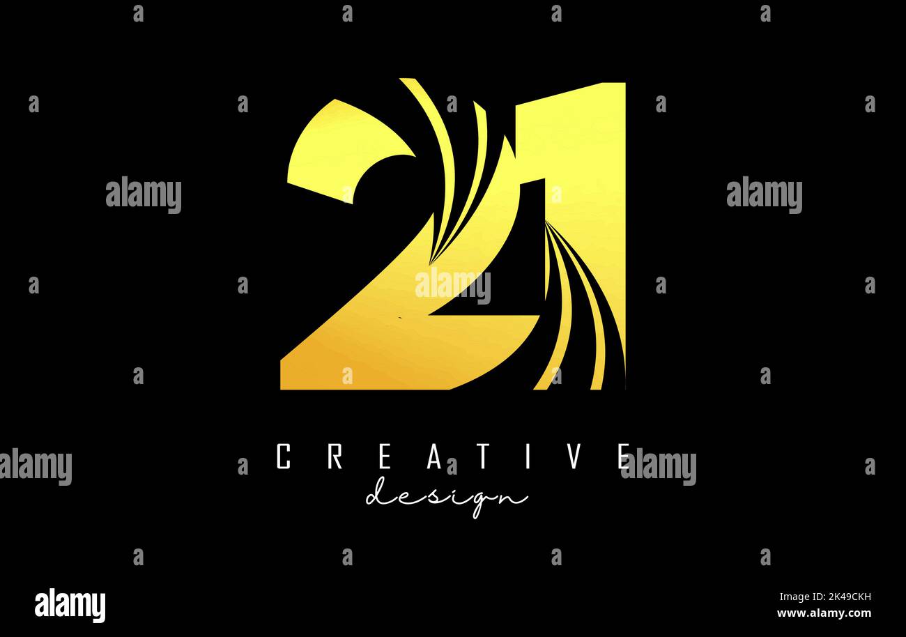 Colorful Creative number 21 2 1 logo with leading lines and road ...
