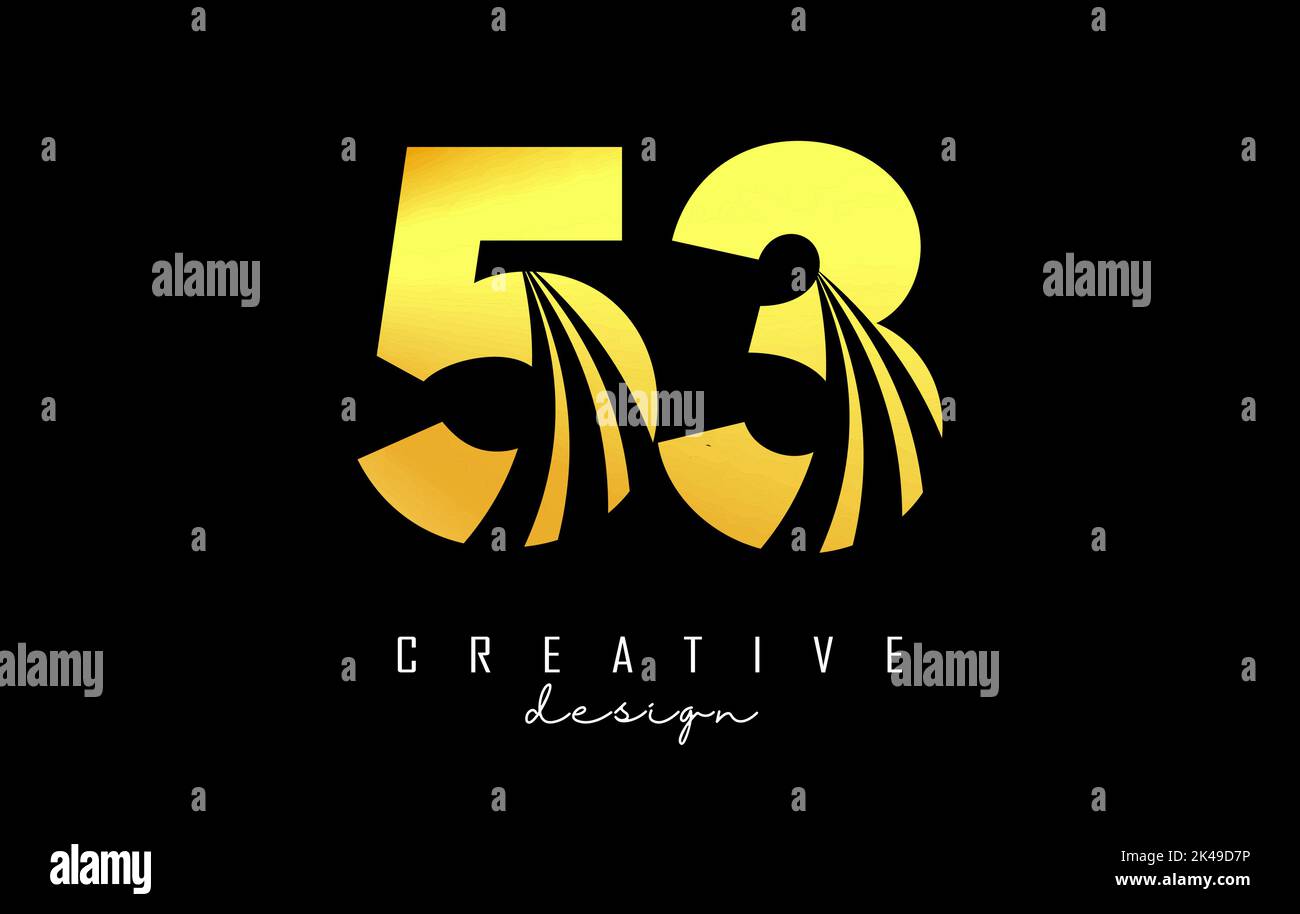 Golden Creative number 53 5 3 logo with leading lines and road concept ...