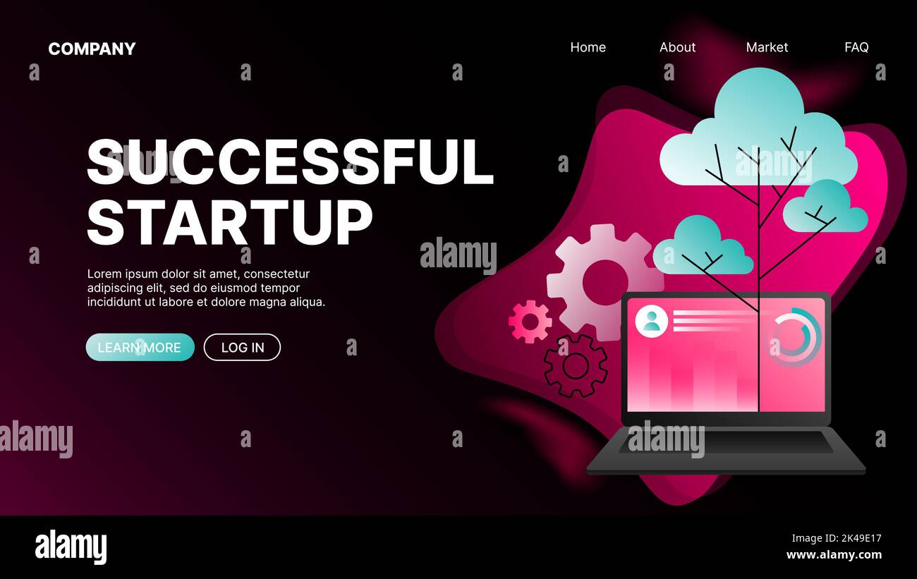 Successful Startup Horizontal Banner. Website Landing Page Template ...