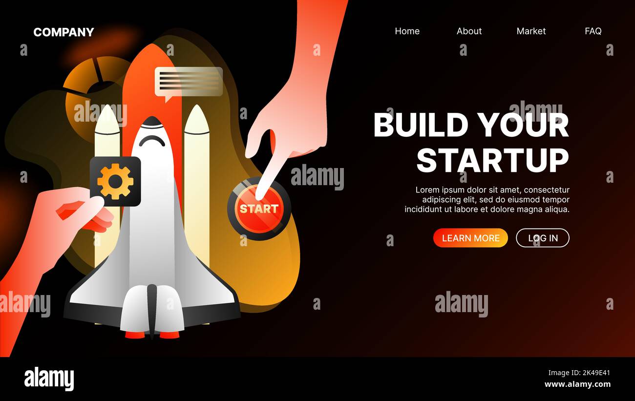 Build Startup Online. Website Landing Page Template. Vector ...