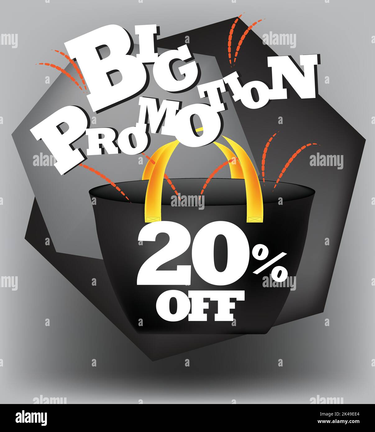 BIG PROMO BANNER 19 PERCENT DISCOUNT WITH BAG AND GRAY BACKGROUND Stock ...