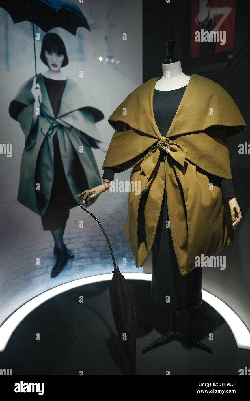 Woman's coat is displayed during the exhibition "Sybilla. The invisible ...