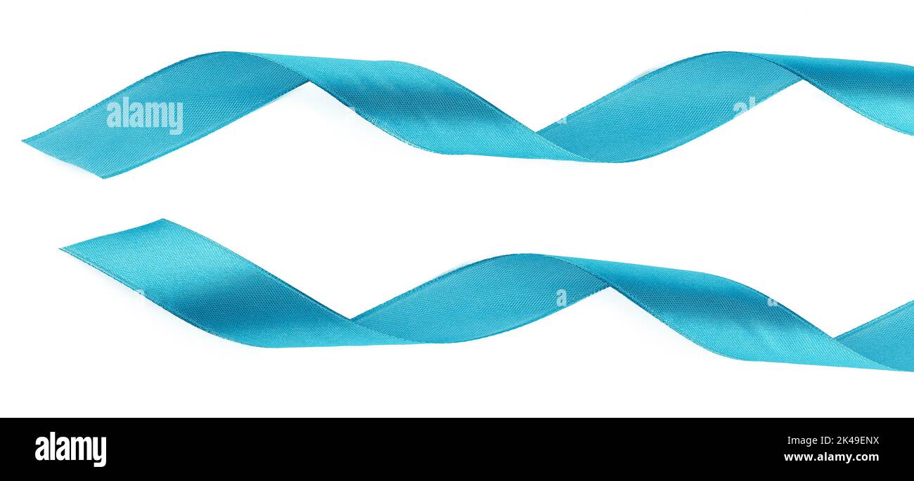 Blue color satin glowing ribbon isolated on white background Stock ...