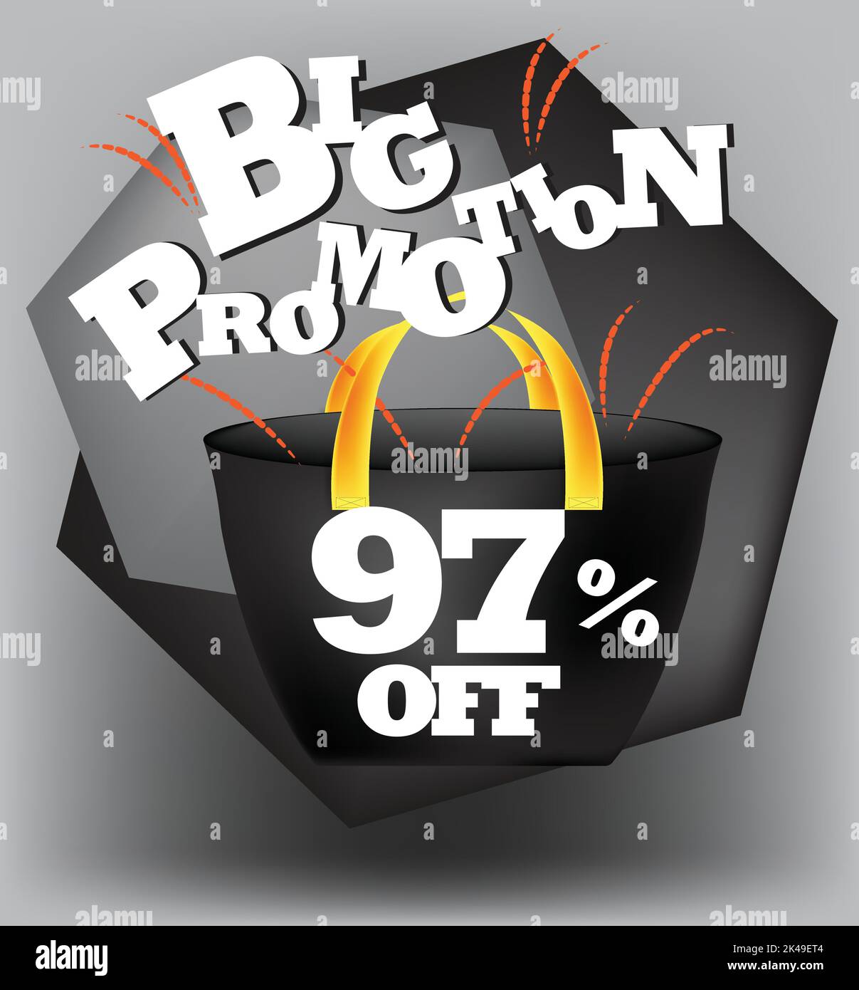 BIG PROMO BANNER 19 PERCENT DISCOUNT WITH BAG AND GRAY BACKGROUND Stock ...