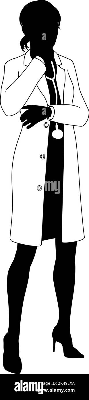 Doctor Woman Medical Silhouette Healthcare Person Stock Vector Image ...
