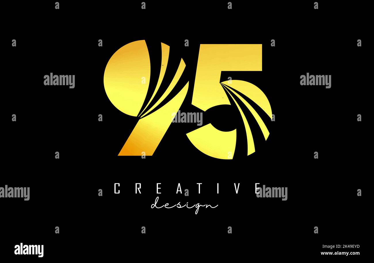 Golden Creative number 95 9 5 logo with leading lines and road concept ...