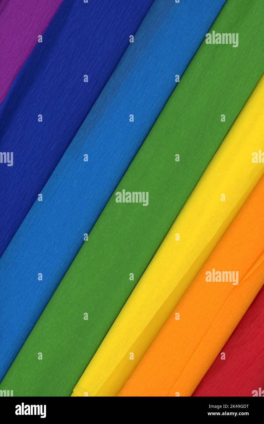 Colorful crepe rolls abstract background. 7 rolls of crepe paper ...