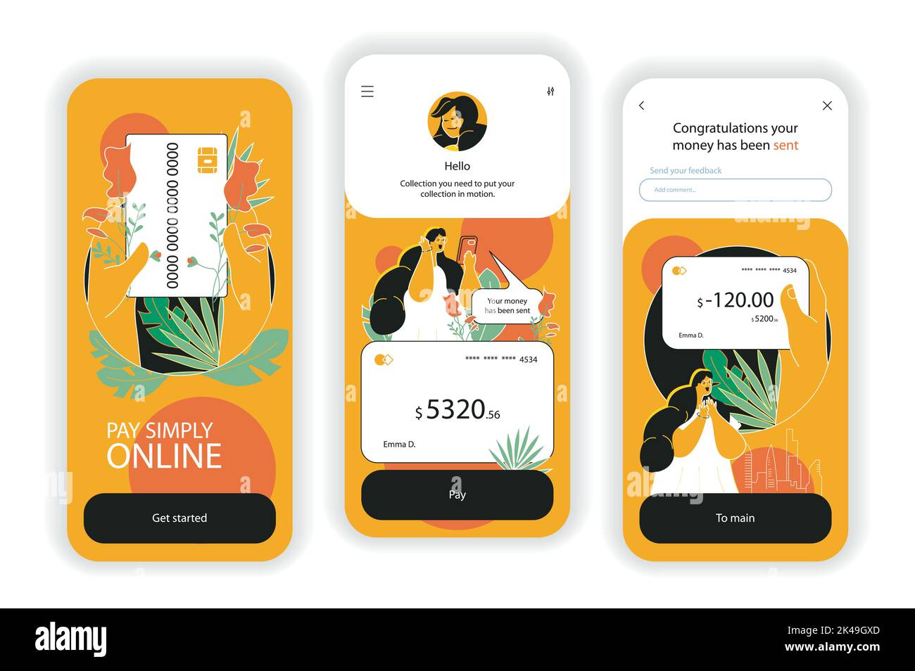 Online Payment Concept Onboarding Screens Ordering Goods On Store Page Digital Invoice And
