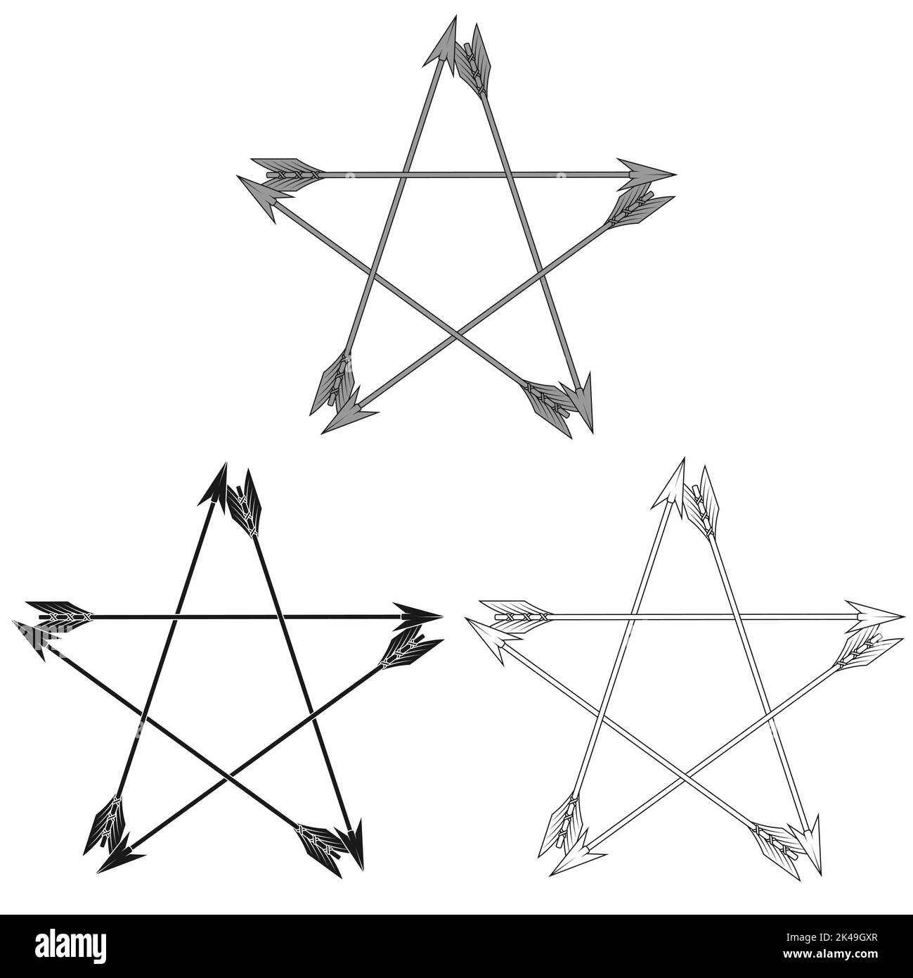 Vector design of five arrows forming star, pentagram with arrows Stock ...