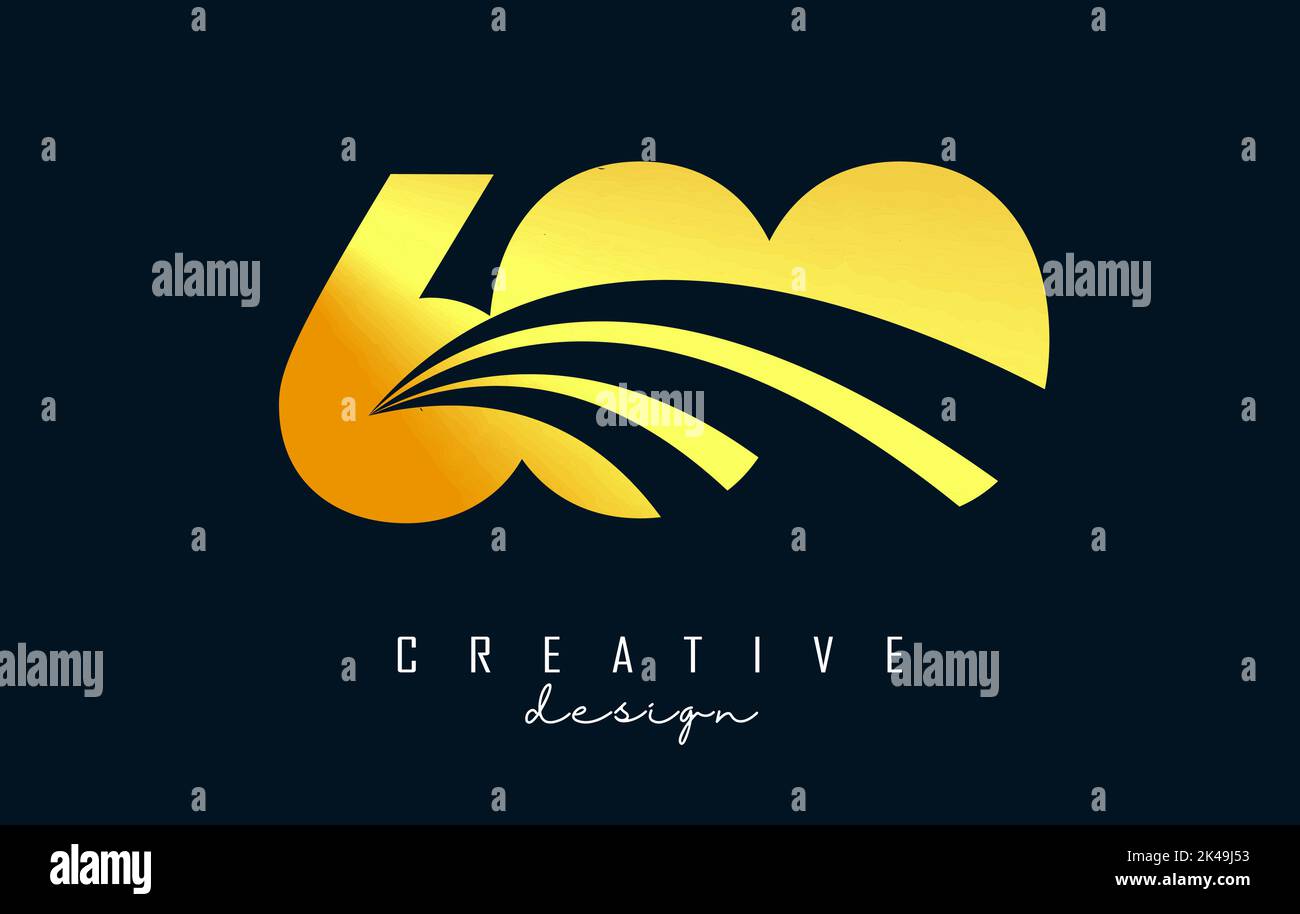 Golden Creative number 600 6 0 logo with leading lines and road concept ...