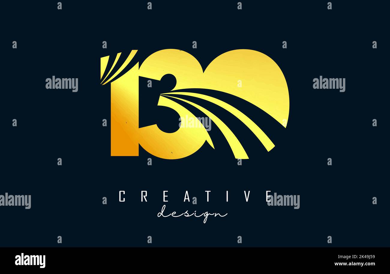 Golden Creative number 130 logo with leading lines and road concept ...