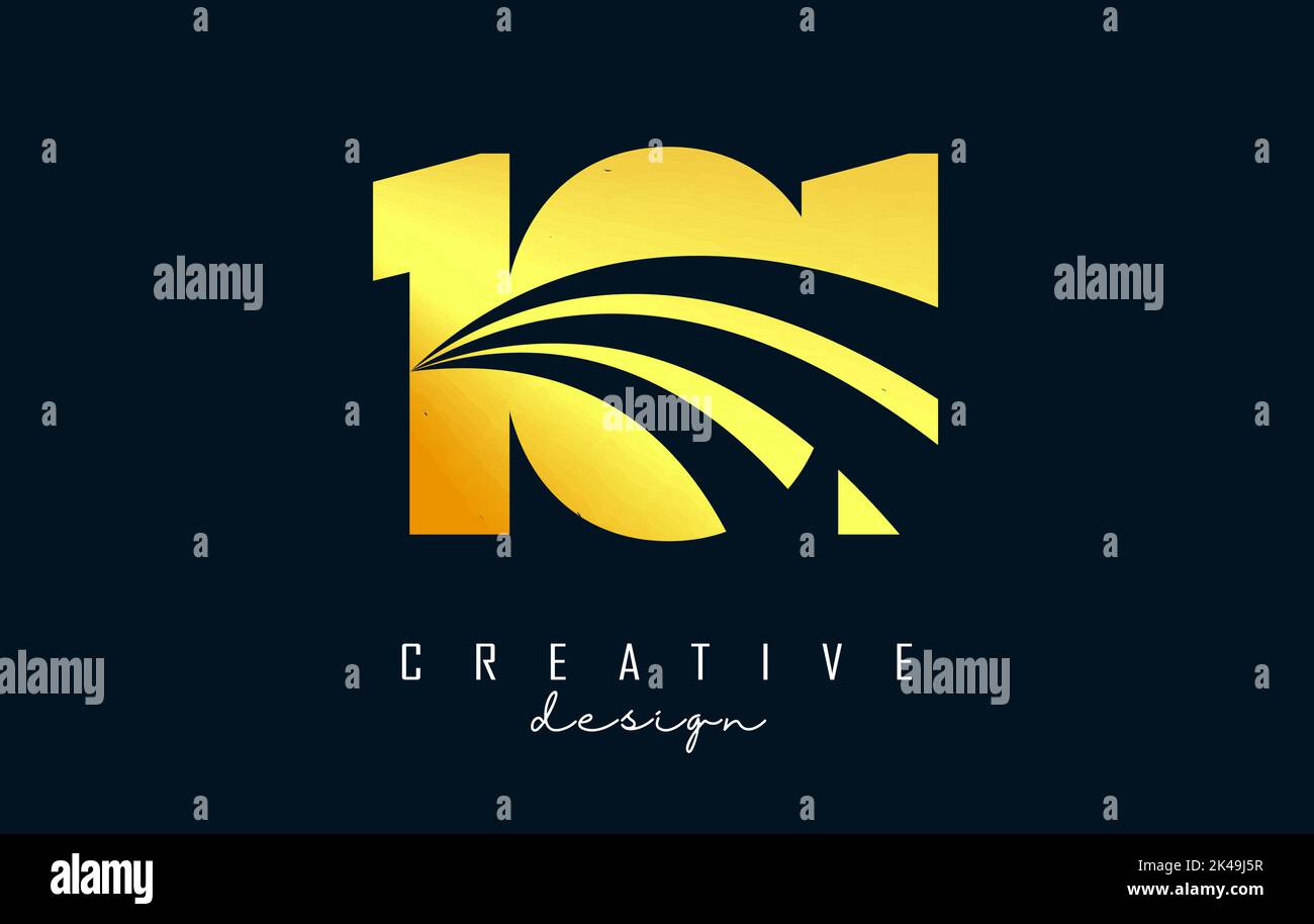 Golden Creative number 101 logo with leading lines and road concept ...