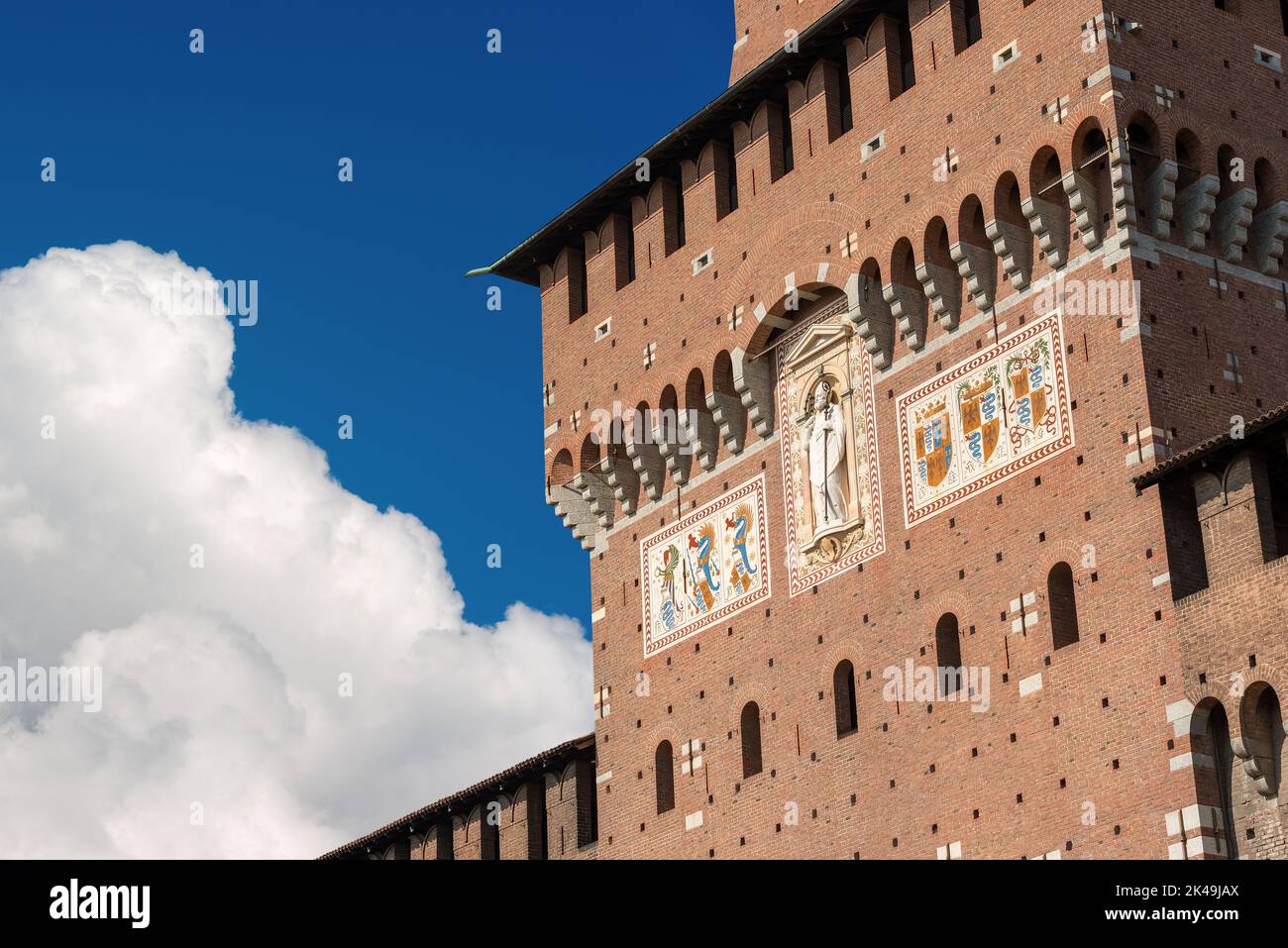 Detail of the tower of Filarete (clock tower) of the Sforza Castle XV ...
