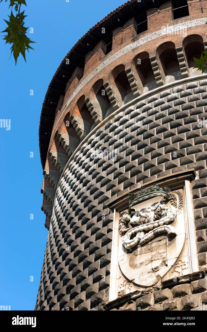 Torrione di Santo Spirito (Tower of Holy Spirit), with emblem of Sforza ...