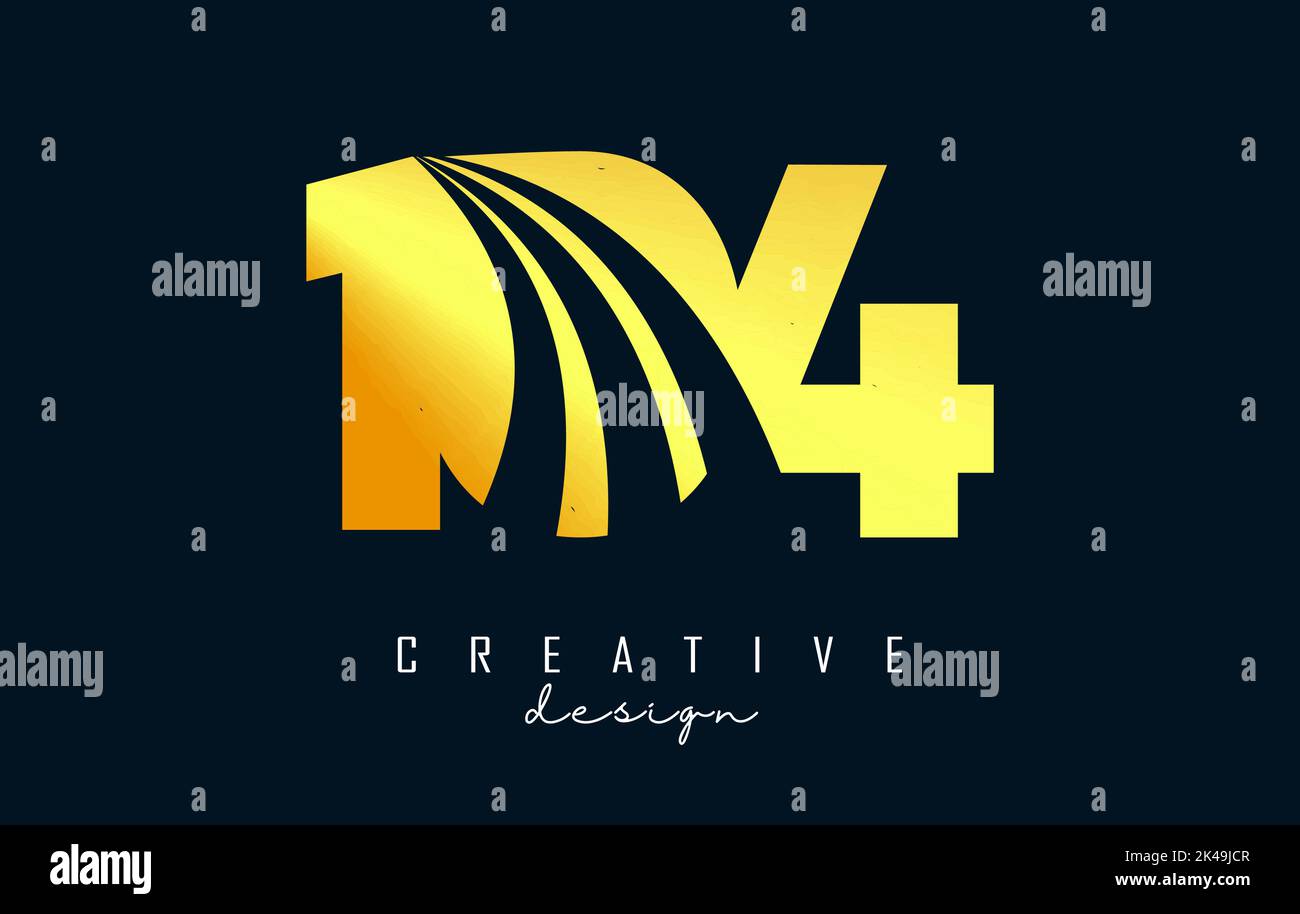 Golden Creative number 104 logo with leading lines and road concept ...