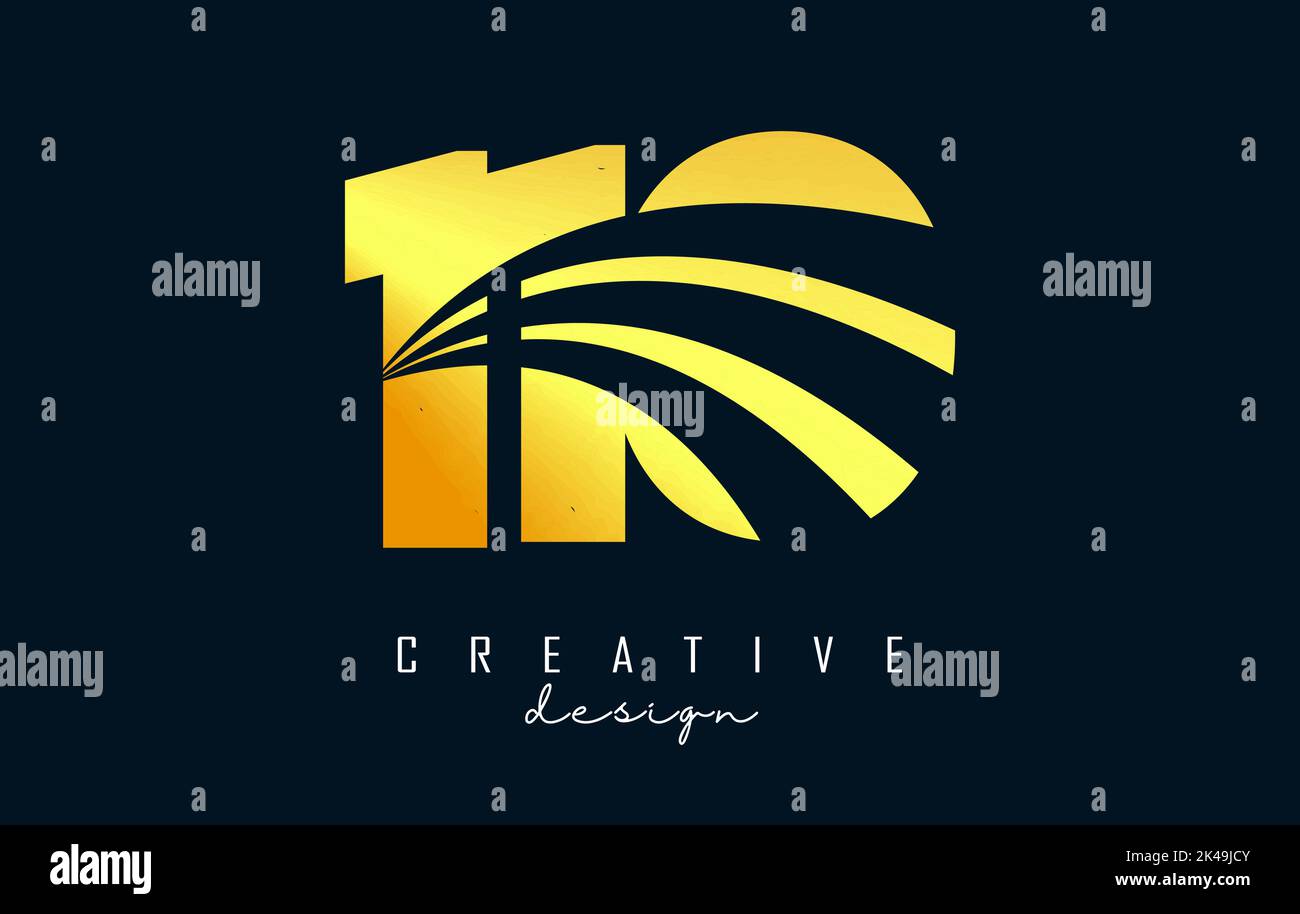 Golden Creative number 110 logo with leading lines and road concept ...