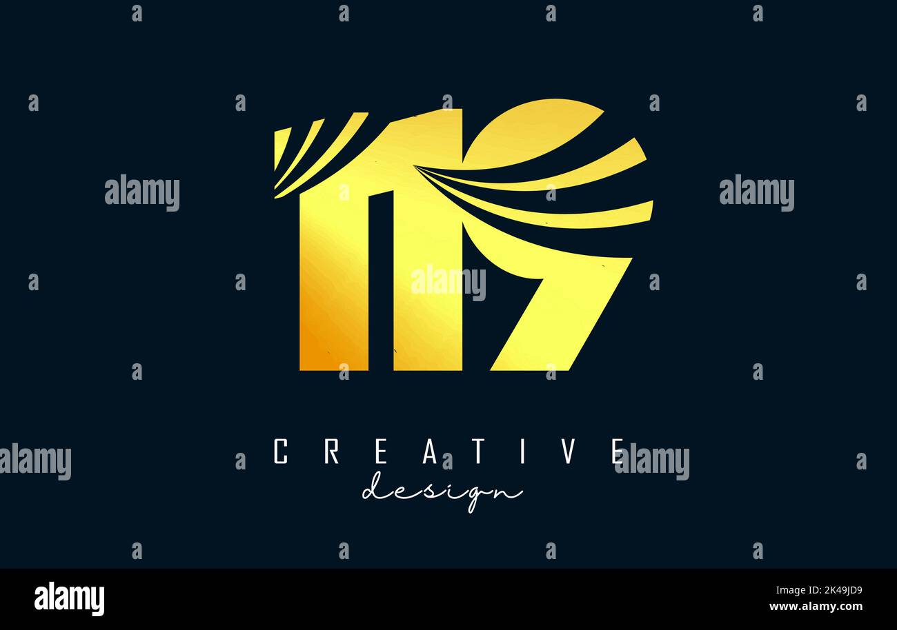 Golden Creative number 119 logo with leading lines and road concept ...