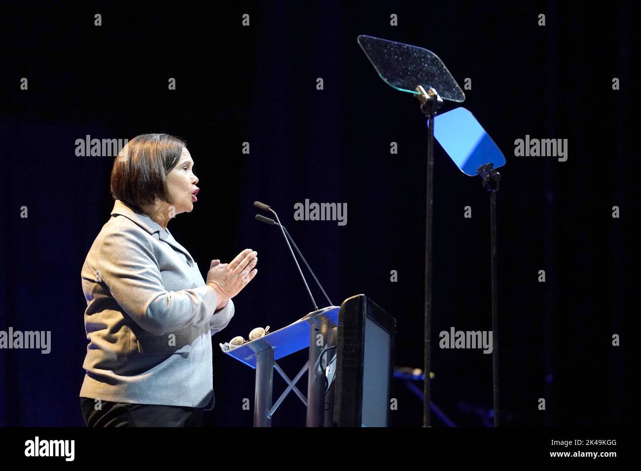 Sinn Fein leader, Mary Lou McDonald speaks at a rally for Irish ...