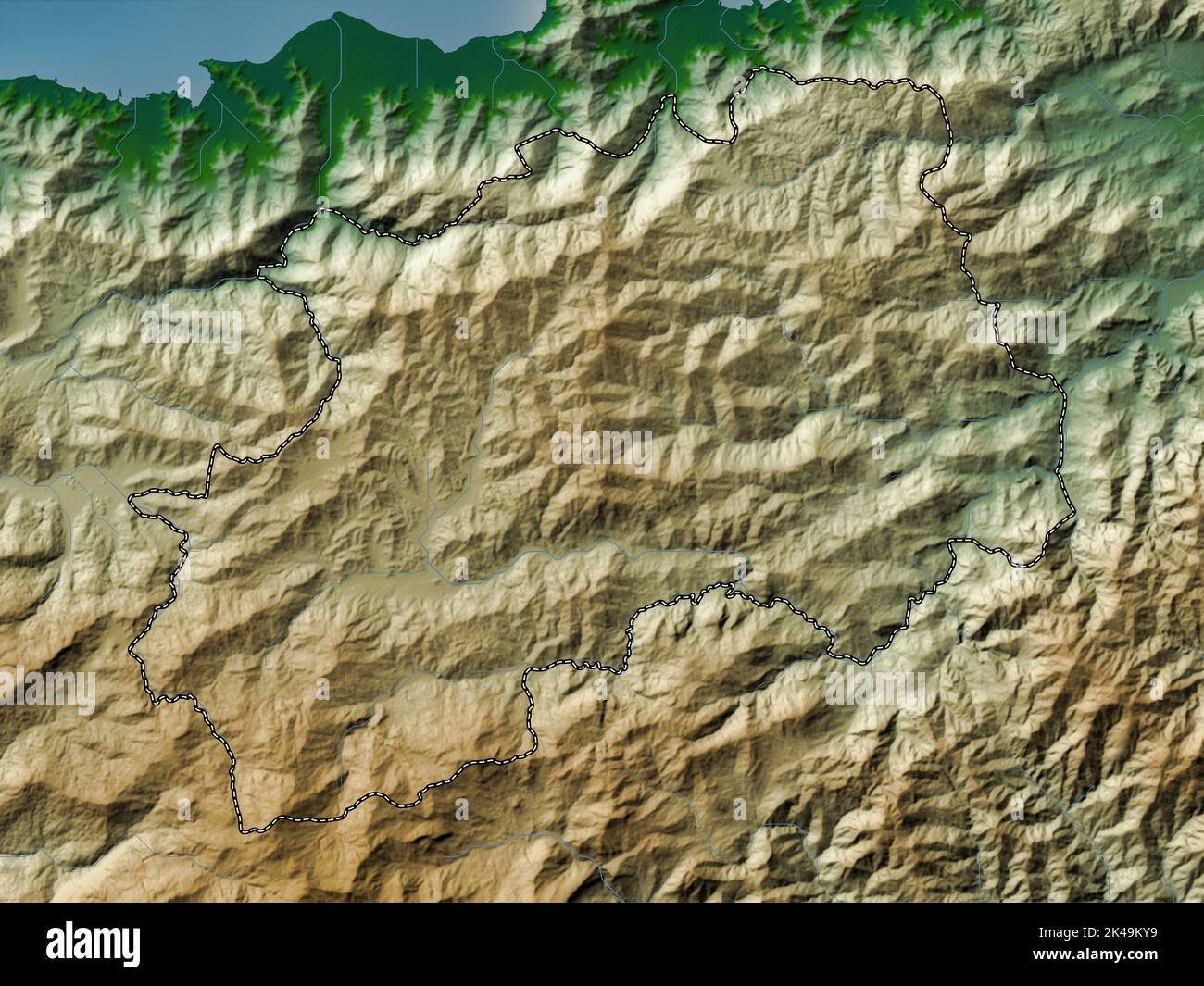 Aileu, municipality of East Timor. Colored elevation map with lakes and ...