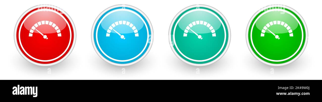 Speed meter, fast indicator vector icons, colorful glossy buttons on ...