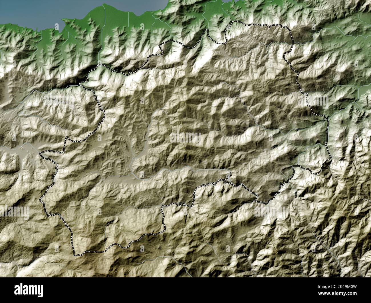 Aileu, municipality of East Timor. Elevation map colored in wiki style ...