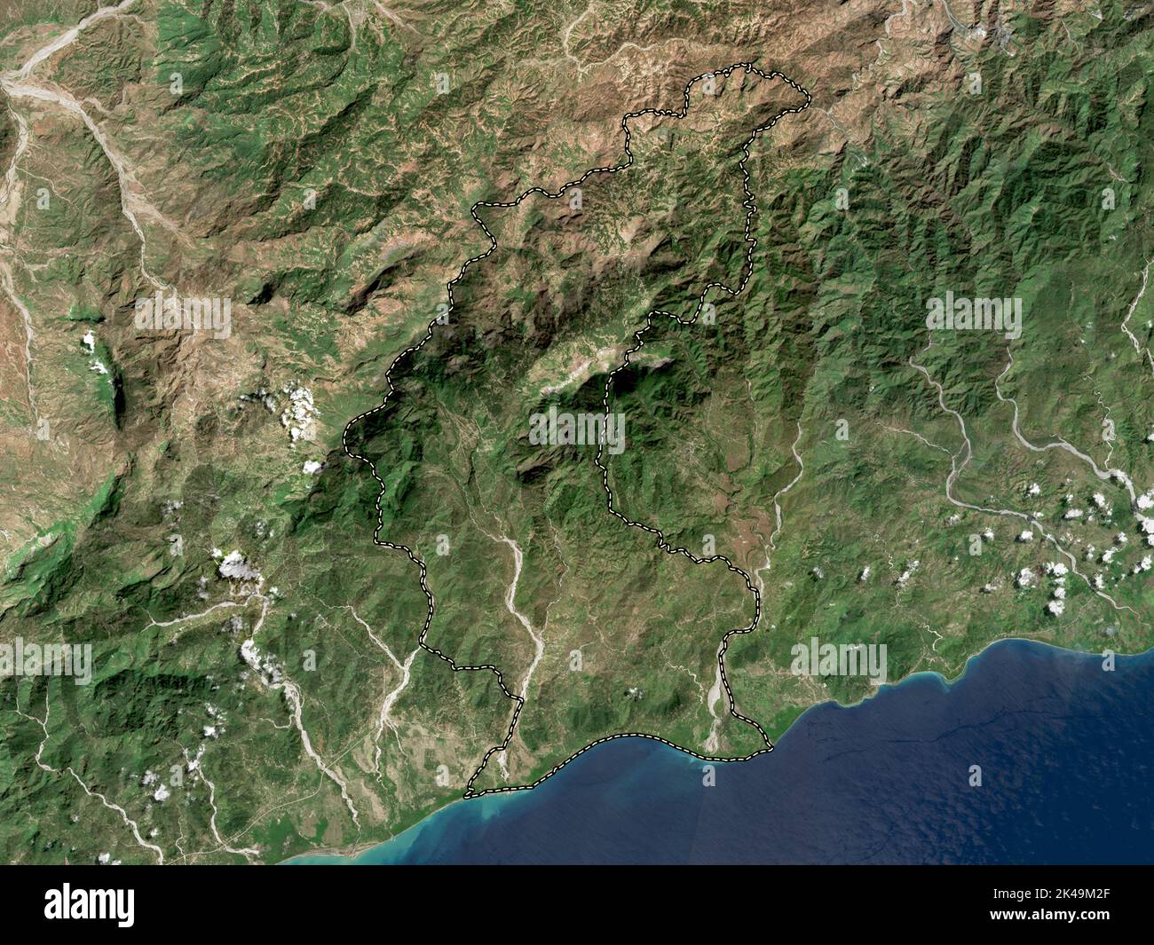 Ainaro, municipality of East Timor. High resolution satellite map Stock ...