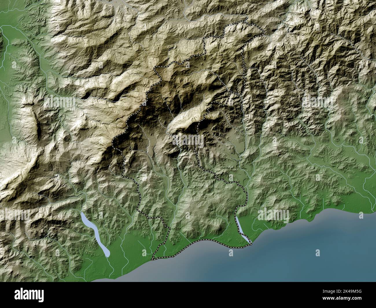 Ainaro, municipality of East Timor. Elevation map colored in wiki style ...