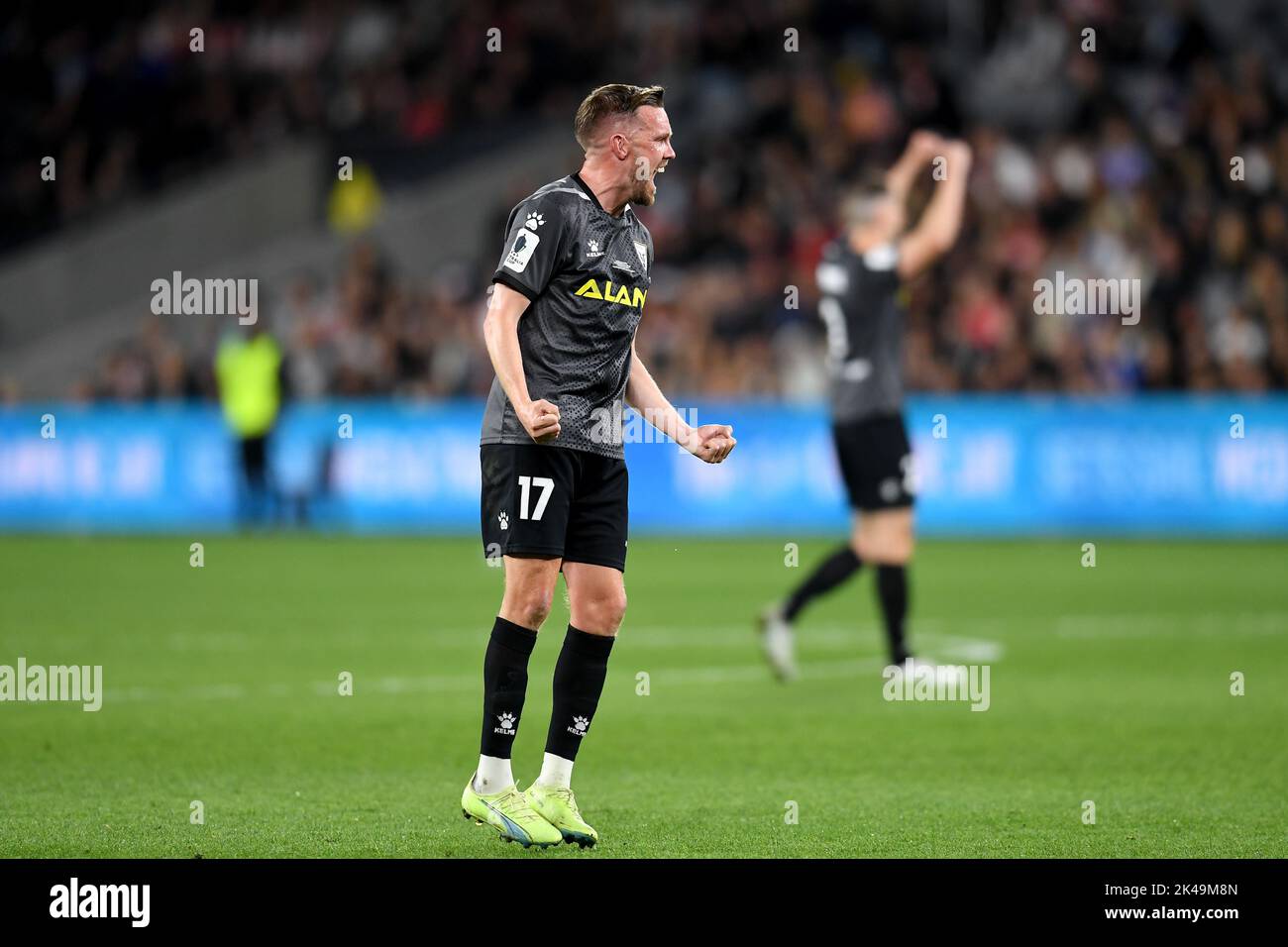 SYDNEY, AUSTRALIA - OCTOBER 01: Craig Noone of Macarthur FC celebrates ...