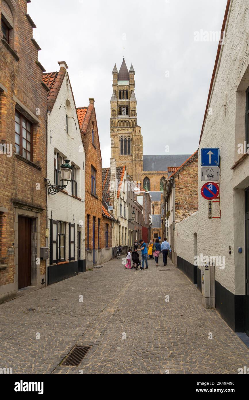 Bruges, Belgium - 18 August 2018: View of the historic buildings in ...