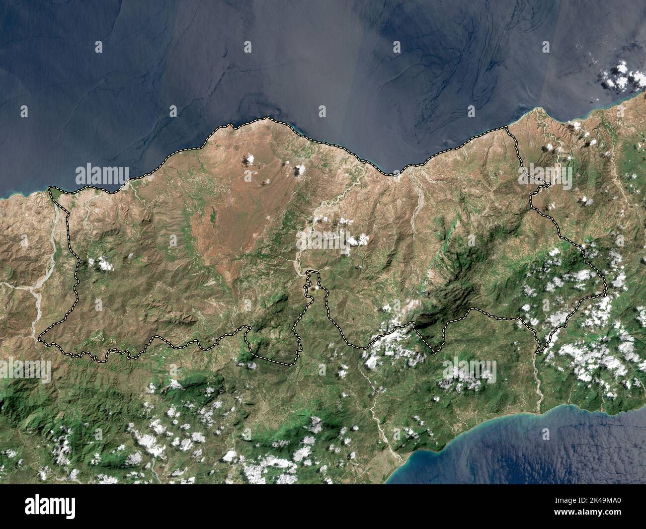 Baucau, municipality of East Timor. High resolution satellite map Stock Photo - Alamy