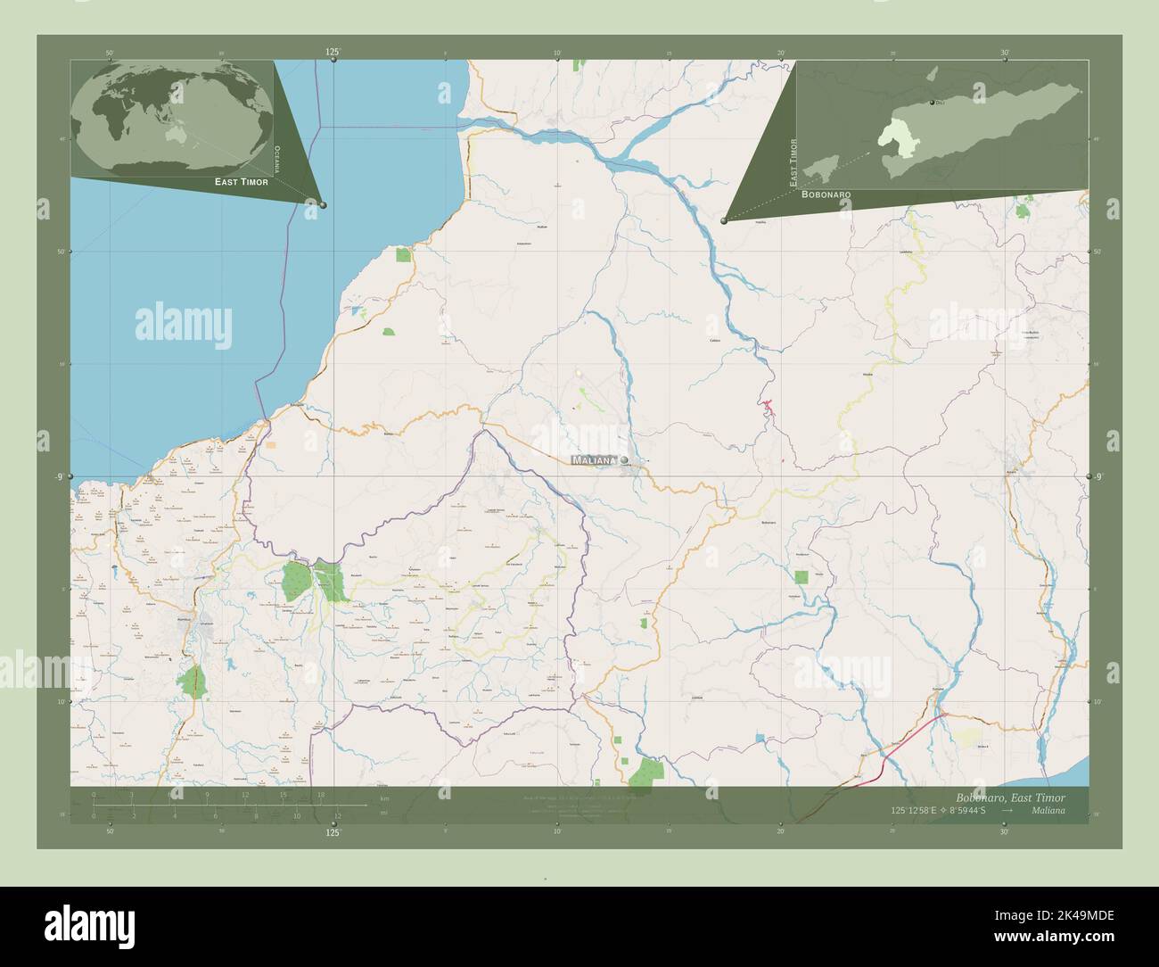 Bobonaro, municipality of East Timor. Open Street Map. Locations and ...