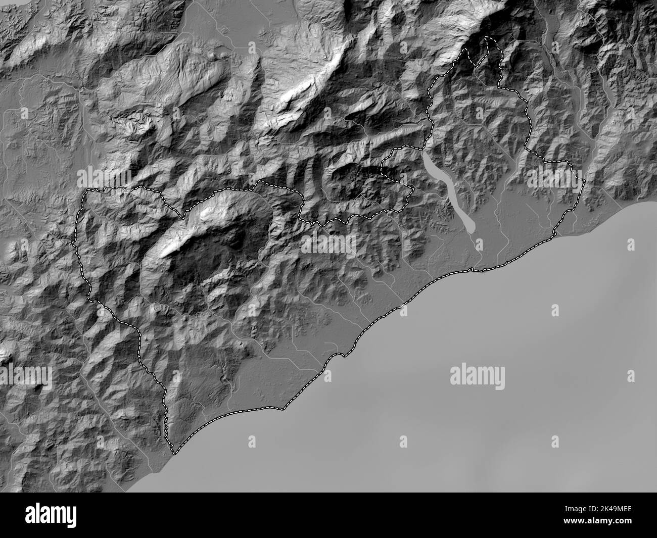 Covalima, municipality of East Timor. Bilevel elevation map with lakes ...