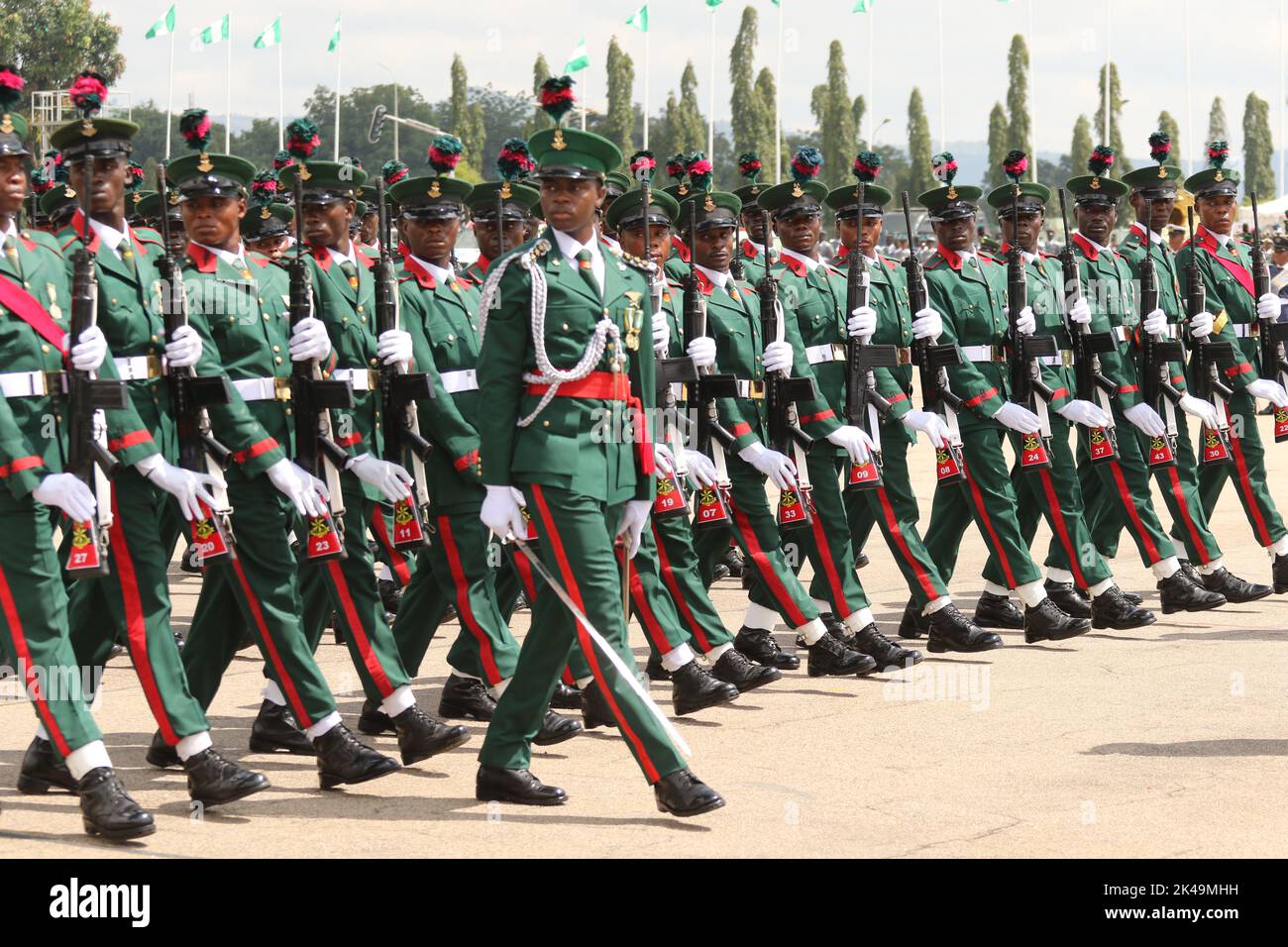 Abuja. 1st Oct, 2022. Photo taken on Oct. 1, 2022 shows soldiers ...