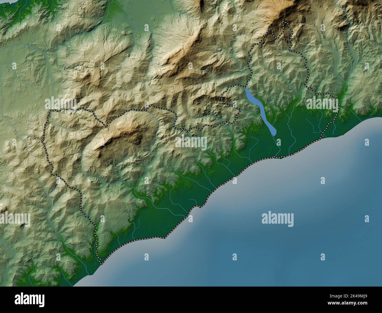 Covalima, municipality of East Timor. Colored elevation map with lakes and rivers Stock Photo ...