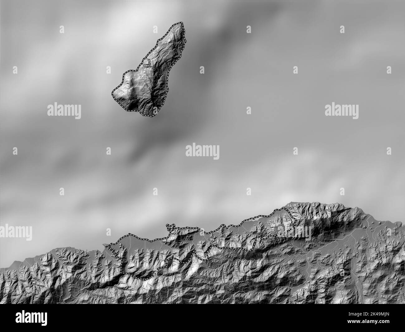 Dili, municipality of East Timor. Bilevel elevation map with lakes and ...