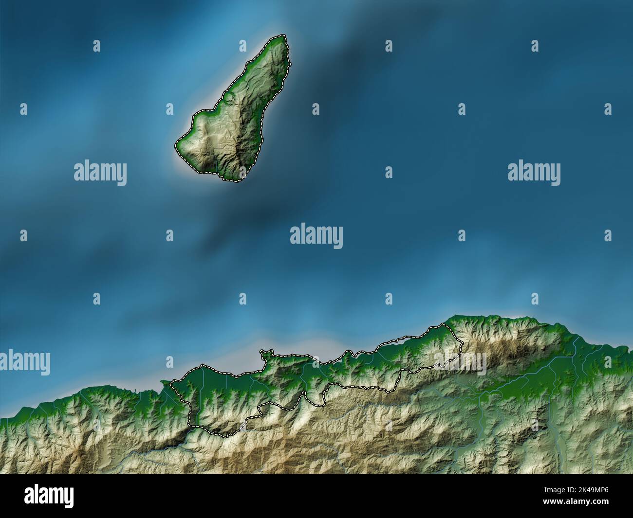 Dili, municipality of East Timor. Colored elevation map with lakes and ...