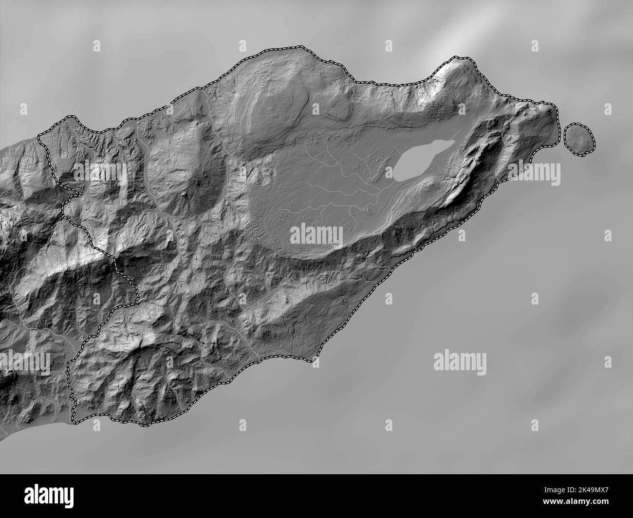Lautem, municipality of East Timor. Bilevel elevation map with lakes ...