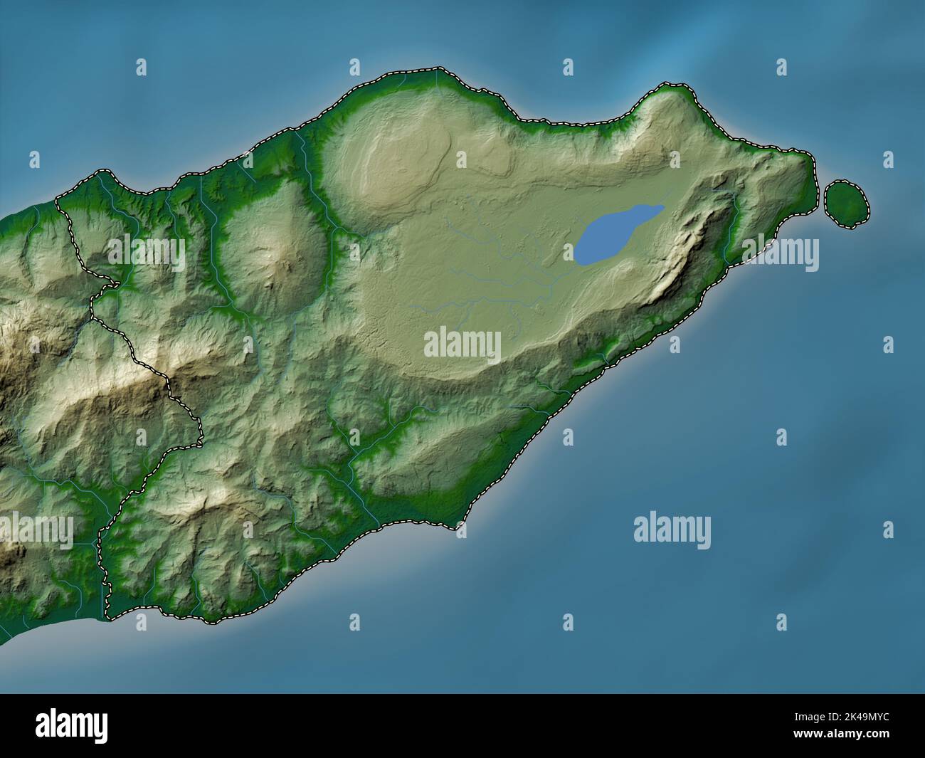 Lautem, municipality of East Timor. Colored elevation map with lakes and rivers Stock Photo - Alamy
