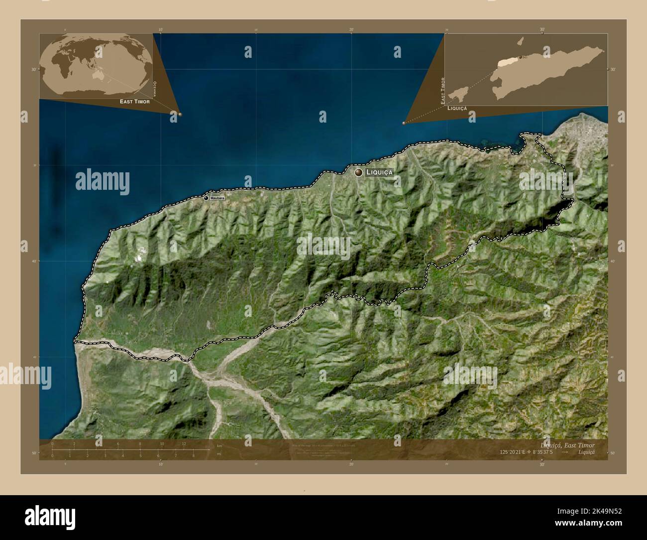Liquica, municipality of East Timor. Low resolution satellite map ...