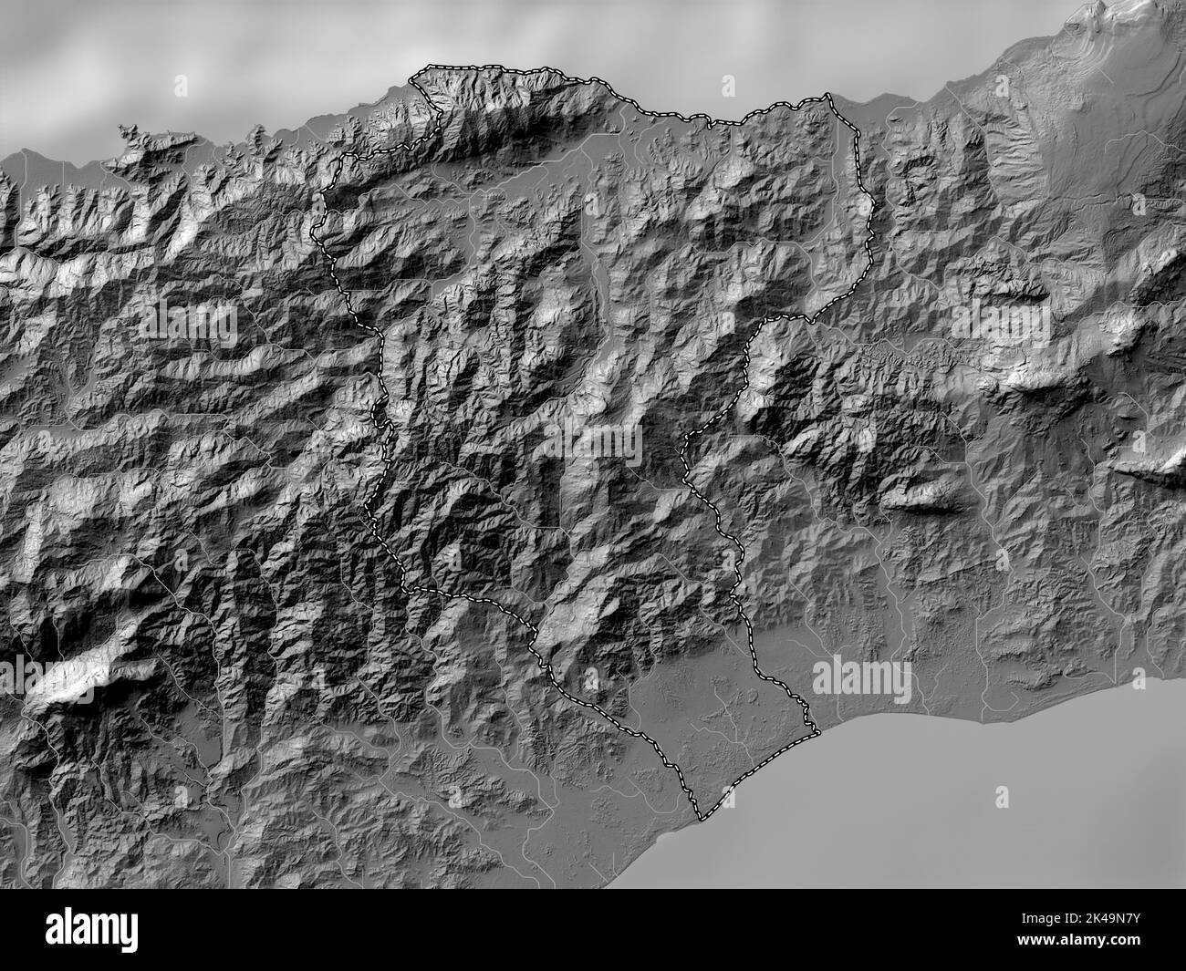 Manatuto, municipality of East Timor. Bilevel elevation map with lakes ...