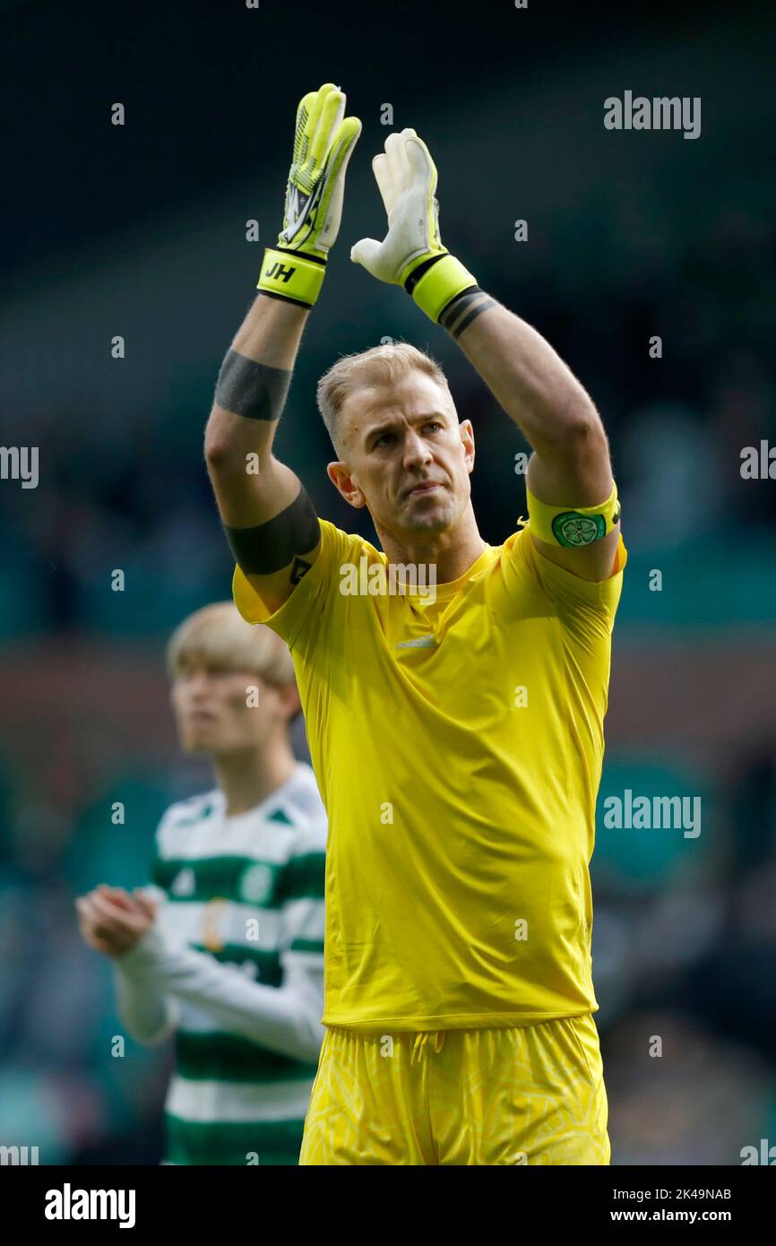 Celtic's Joe Hart applauds supporters following the cinch Premiership ...