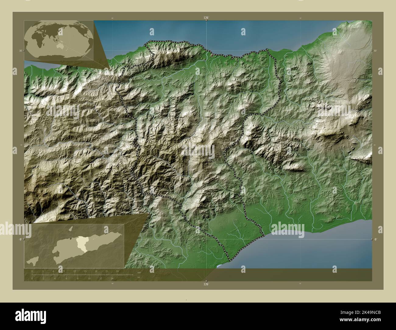 Manatuto, municipality of East Timor. Elevation map colored in wiki ...