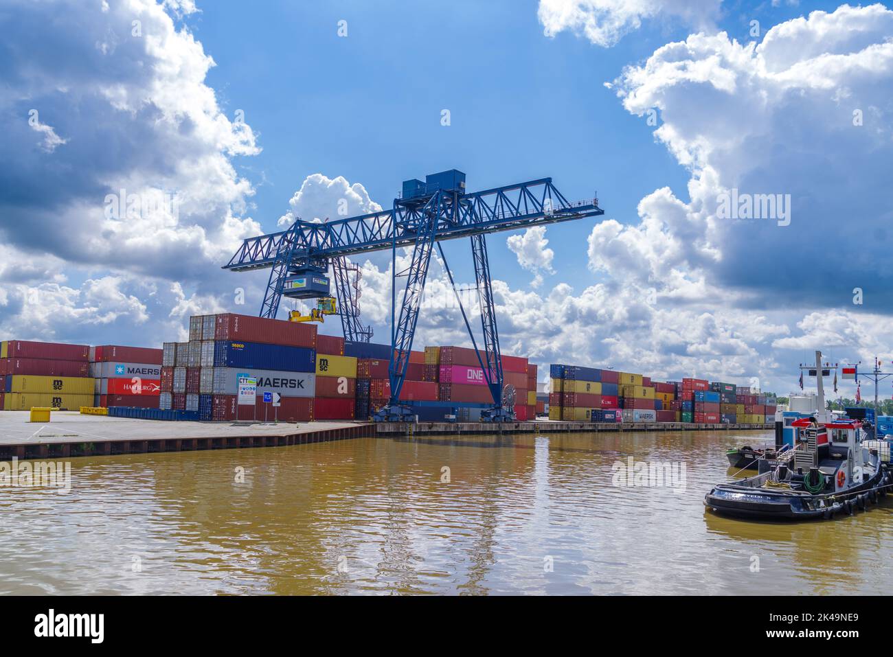 ALMELO, NETHERLANDS - JUNE 9 2022: Small container terminal along the ...