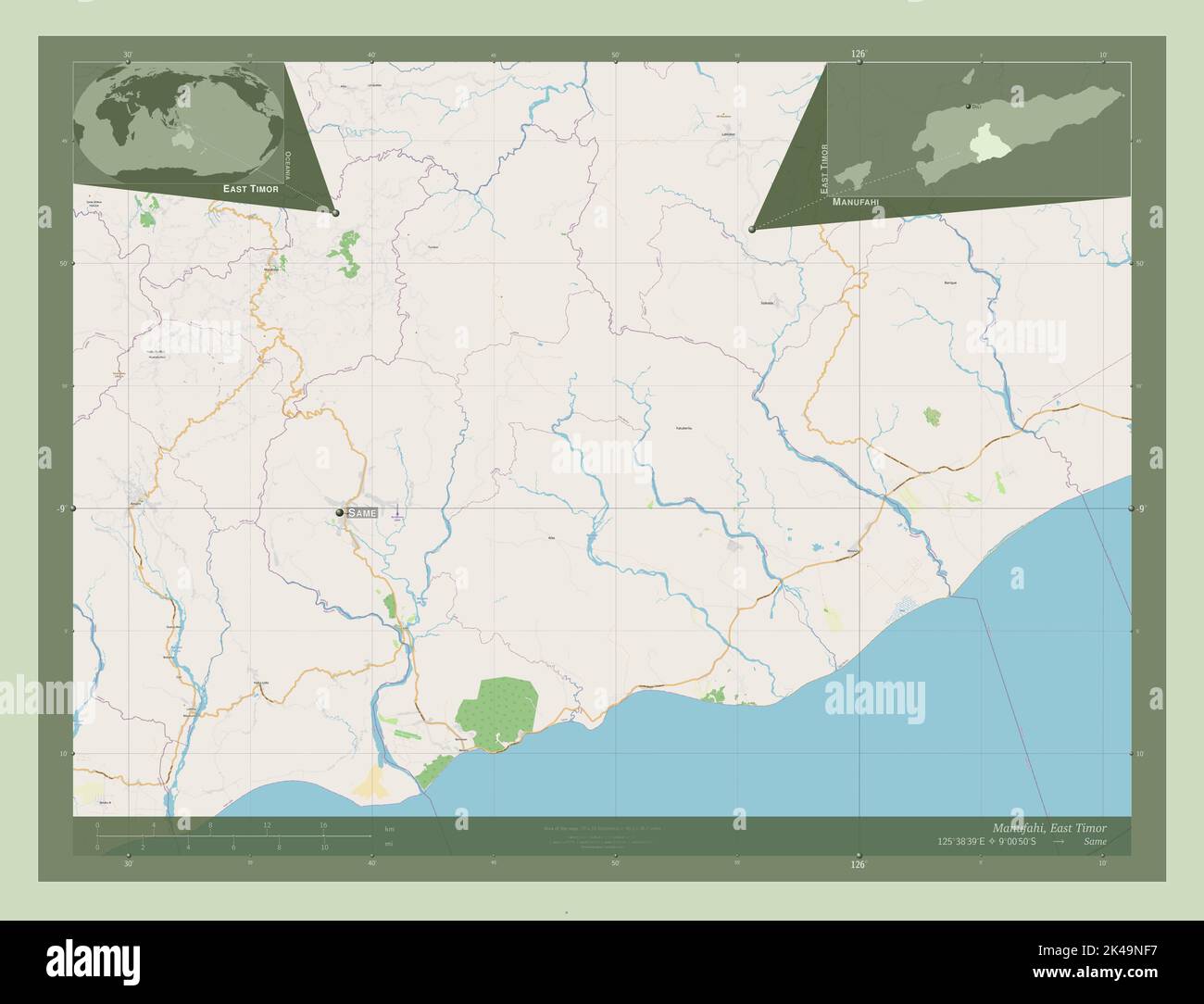 Manufahi, municipality of East Timor. Open Street Map. Locations and ...