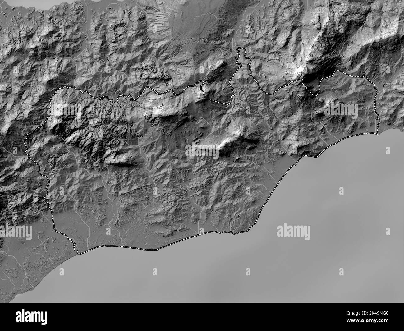 Viqueque, municipality of East Timor. Bilevel elevation map with lakes ...