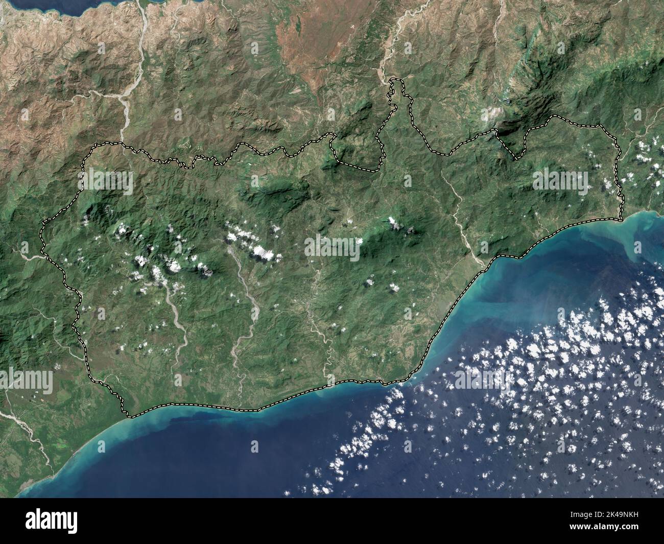 Viqueque, municipality of East Timor. High resolution satellite map Stock Photo - Alamy