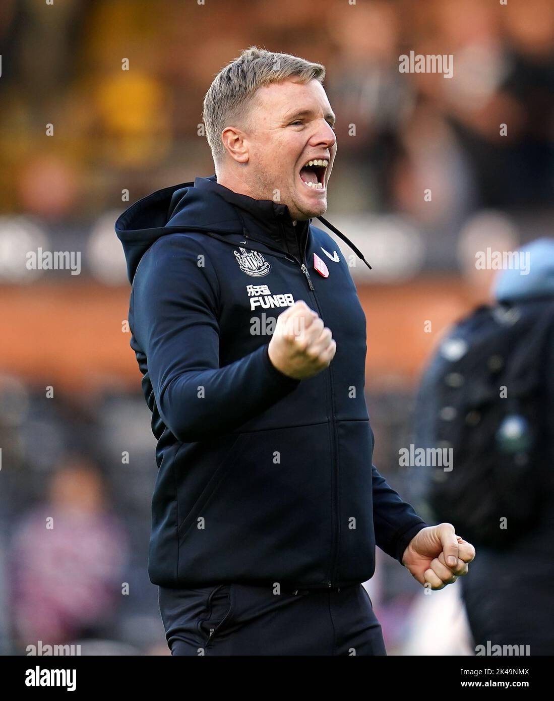 Newcastle United manager Eddie Howe celebrates after the Premier League ...