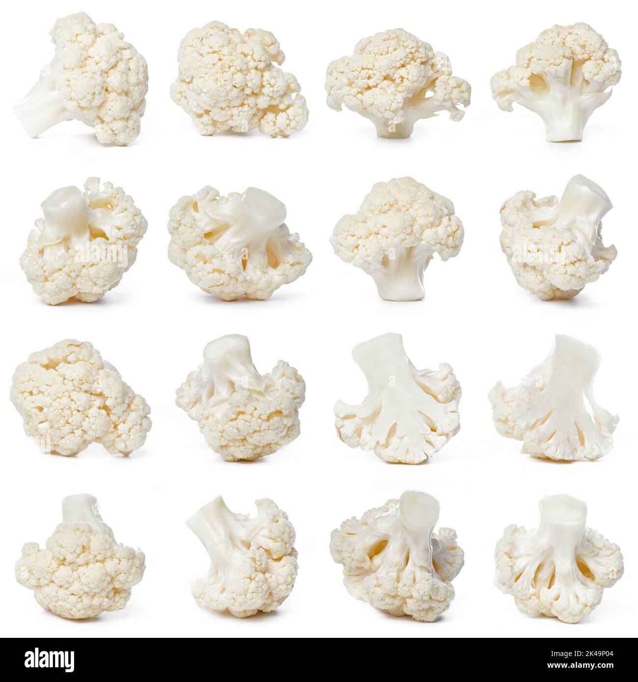 Piece of cauliflower isolated on white background without a shadow. Top ...