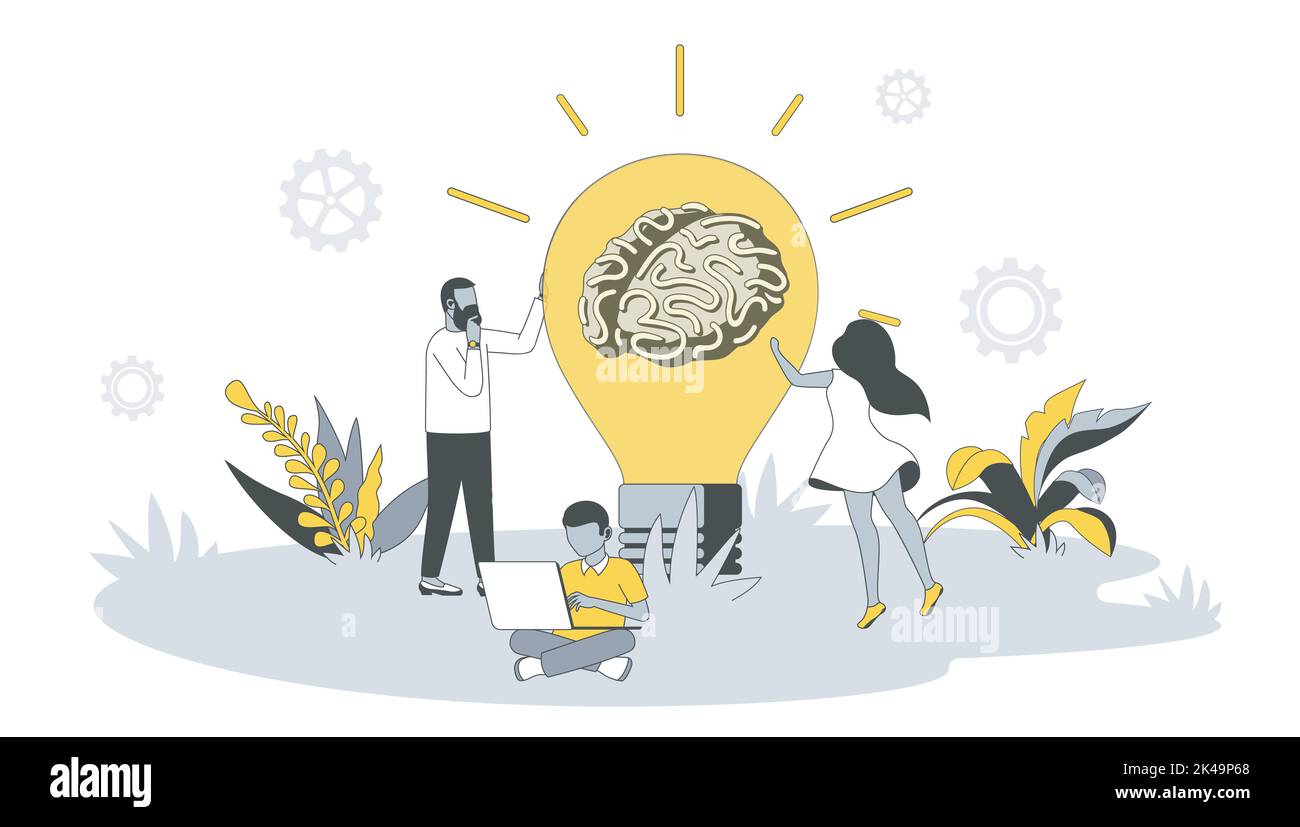 Brainstorming concept in flat design with people. Man and woman ...